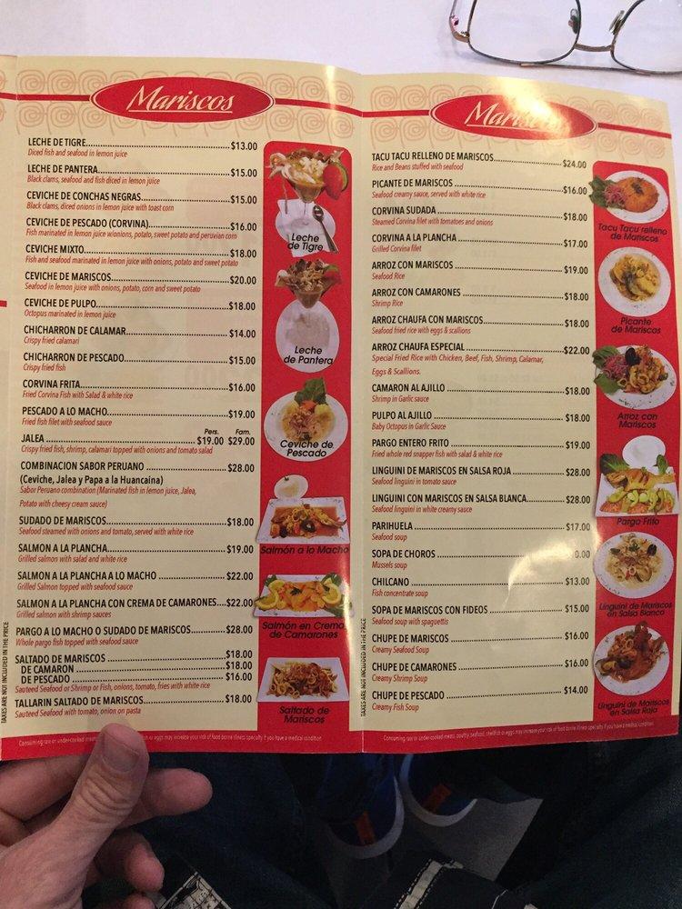 Carta del restaurante Sabor Peruano 2, Nueva York, 95-13 Roosevelt Ave