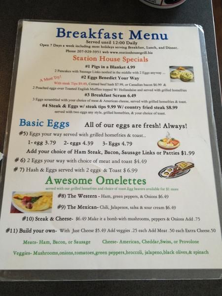 Menu at Station House Grill restaurant, Hollis