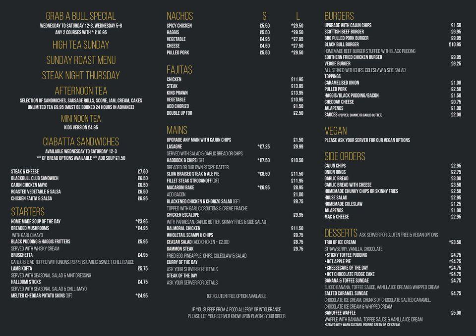Menu at The Black Bull Inn Polmont pub & bar, Polmont, Main St