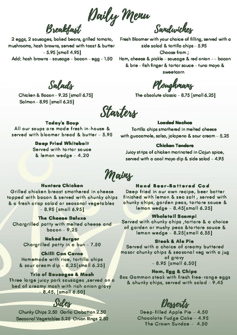 Menu at The Crown Hotel pub & bar, Hailsham