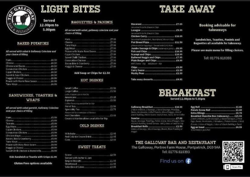 Menu at The Galloway Bar & Restaurant, Portpatrick