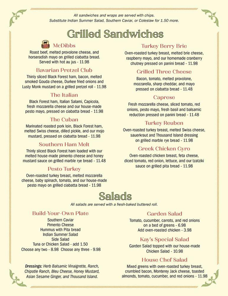Menu at Veranda Cafe & Gift, Black Mountain
