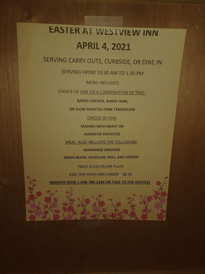 Menu at Westview Inn restaurant, West Salem