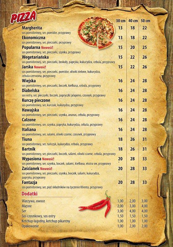 Menu at Margo restaurant, Tarnow
