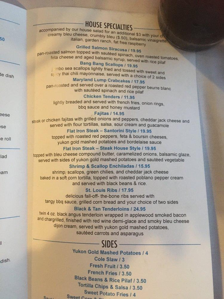 Menu at Blue Water Grill restaurant, Skaneateles