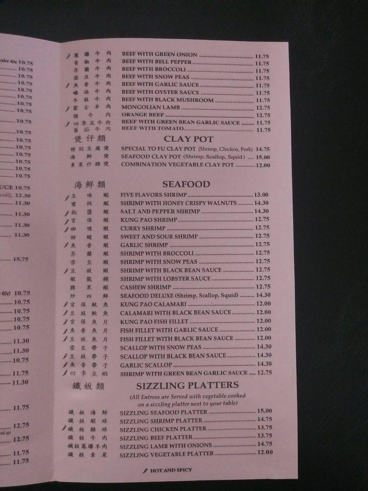 Menu at Chef Liu Chinese Restaurant, Scotts Valley
