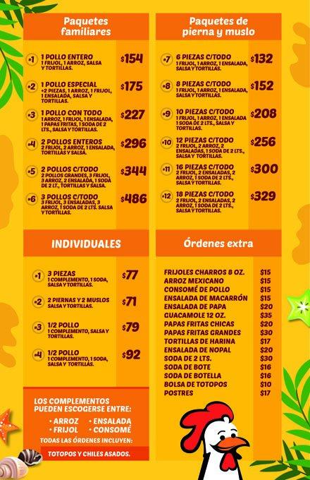 Menu at El Pollo Asil Agua Caliente restaurant, Tijuana