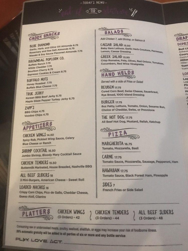 Carta de PLA Sports Bar, Davie