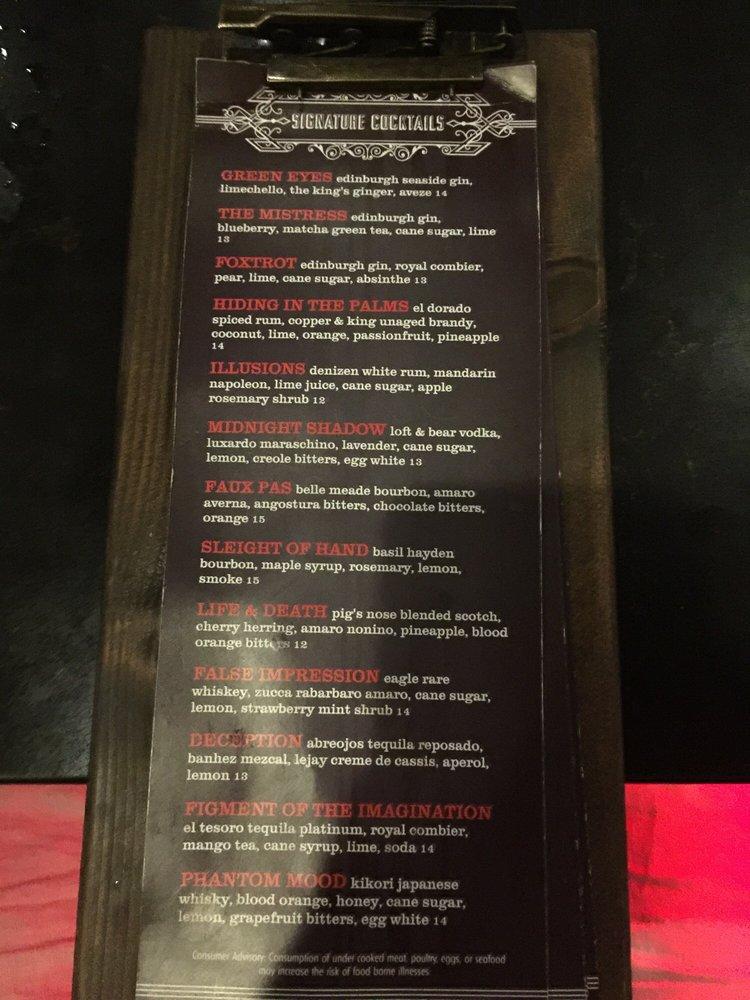 Menu at Apparition Room pub & bar, Temecula