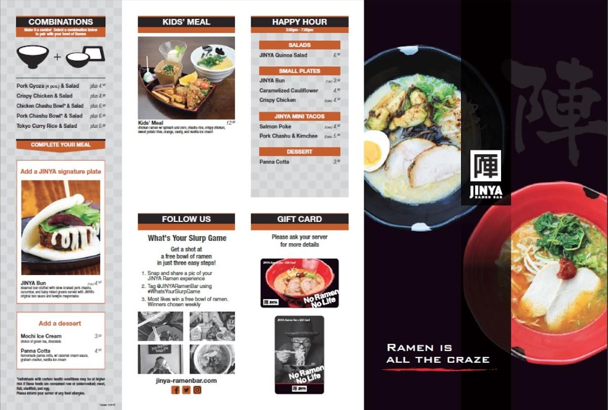 Menu at JINYA Ramen Bar - Fairfax, Merrifield, District Ave Unit 170