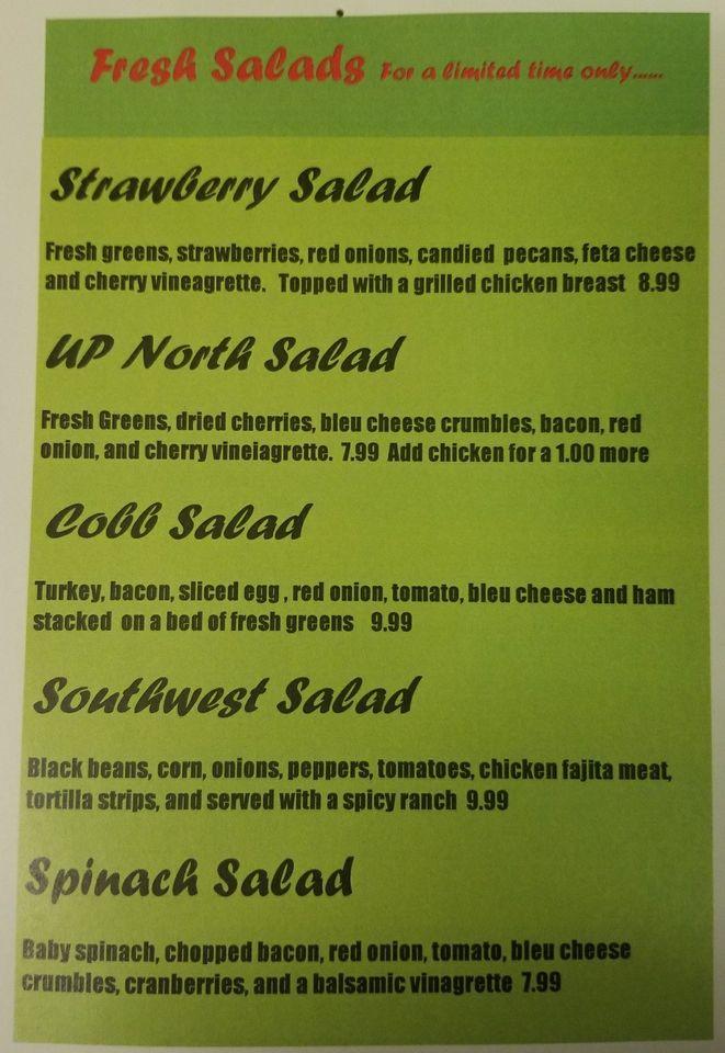 Menu at Jennifer's Roundabout Restaurant, Mesick, M-37