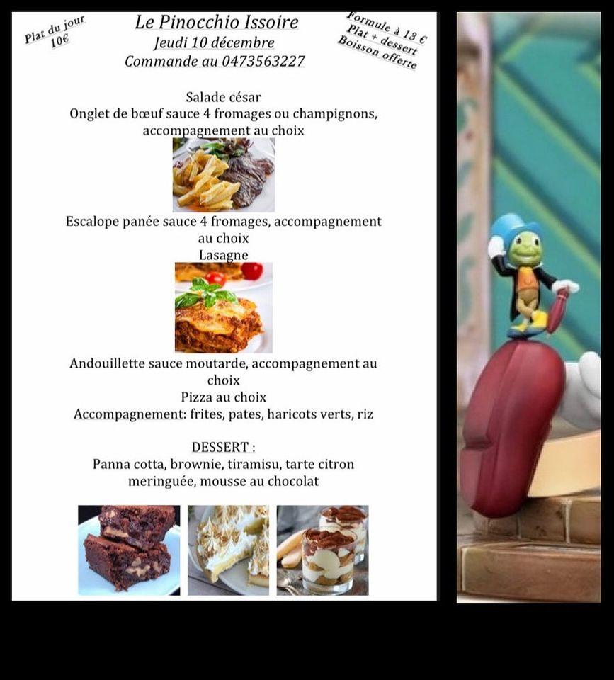 Carta del restaurante Le Pinocchio, Issoire