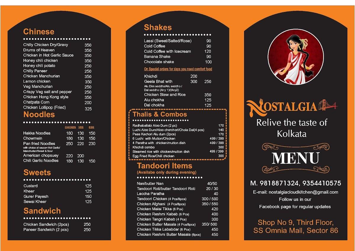 Menu at Nostalgia - Relive the Taste of Kolkata, Gurugram