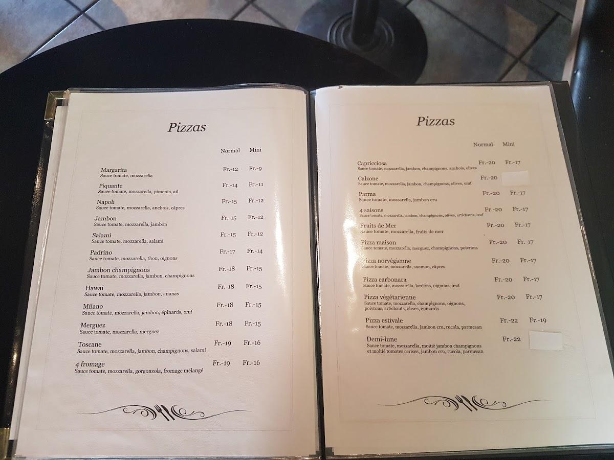 Menu da Pizzeria le Milord, Saxon
