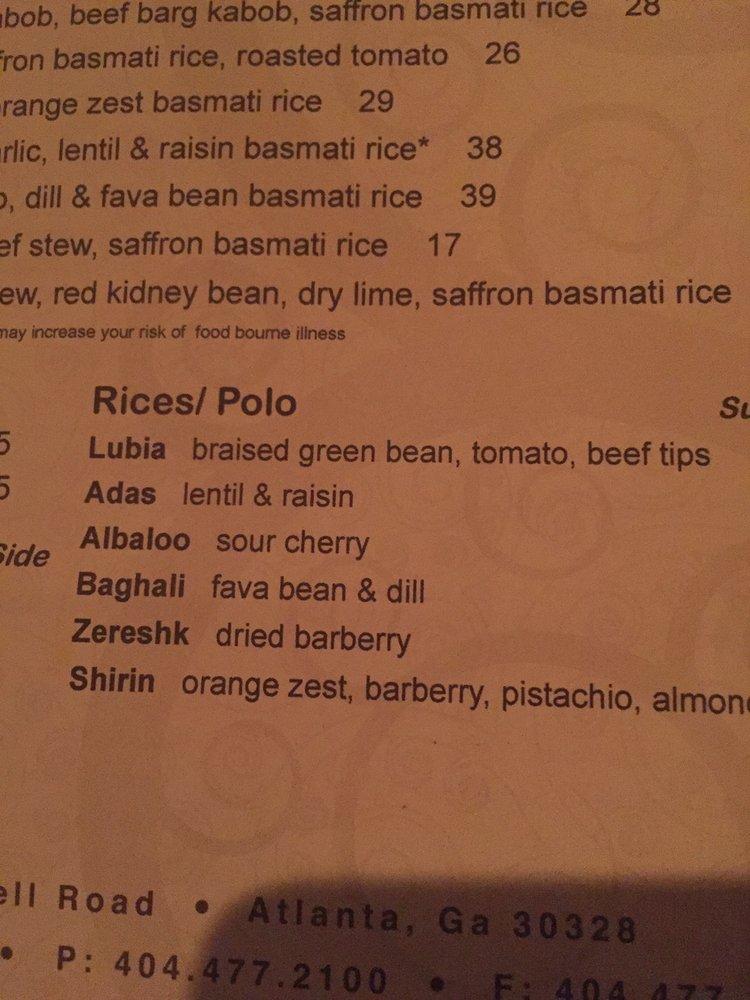 Menu at Rumi's Kitchen Sandy Springs pub & bar, Atlanta