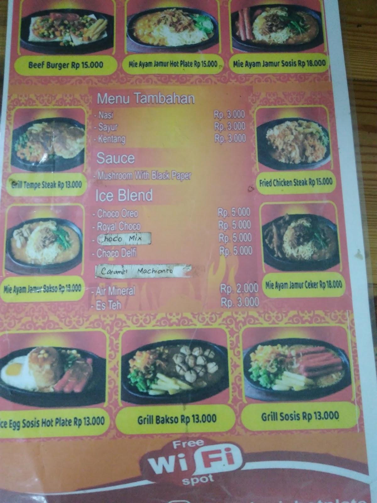 Menu at Warlogi Hot Plate restaurant, East Jakarta