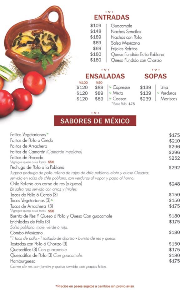Menu at Compadres restaurant, Isla Mujeres