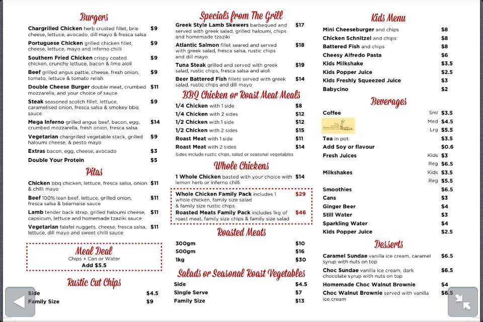 Menu at Inferno Grill Maroubra fast food, Maroubra