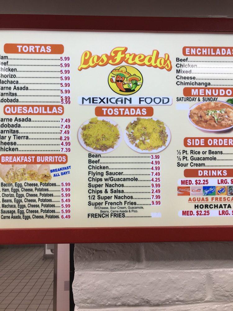Menu at Los Fredos Mexican Food restaurant, Riverside, Magnolia Ave
