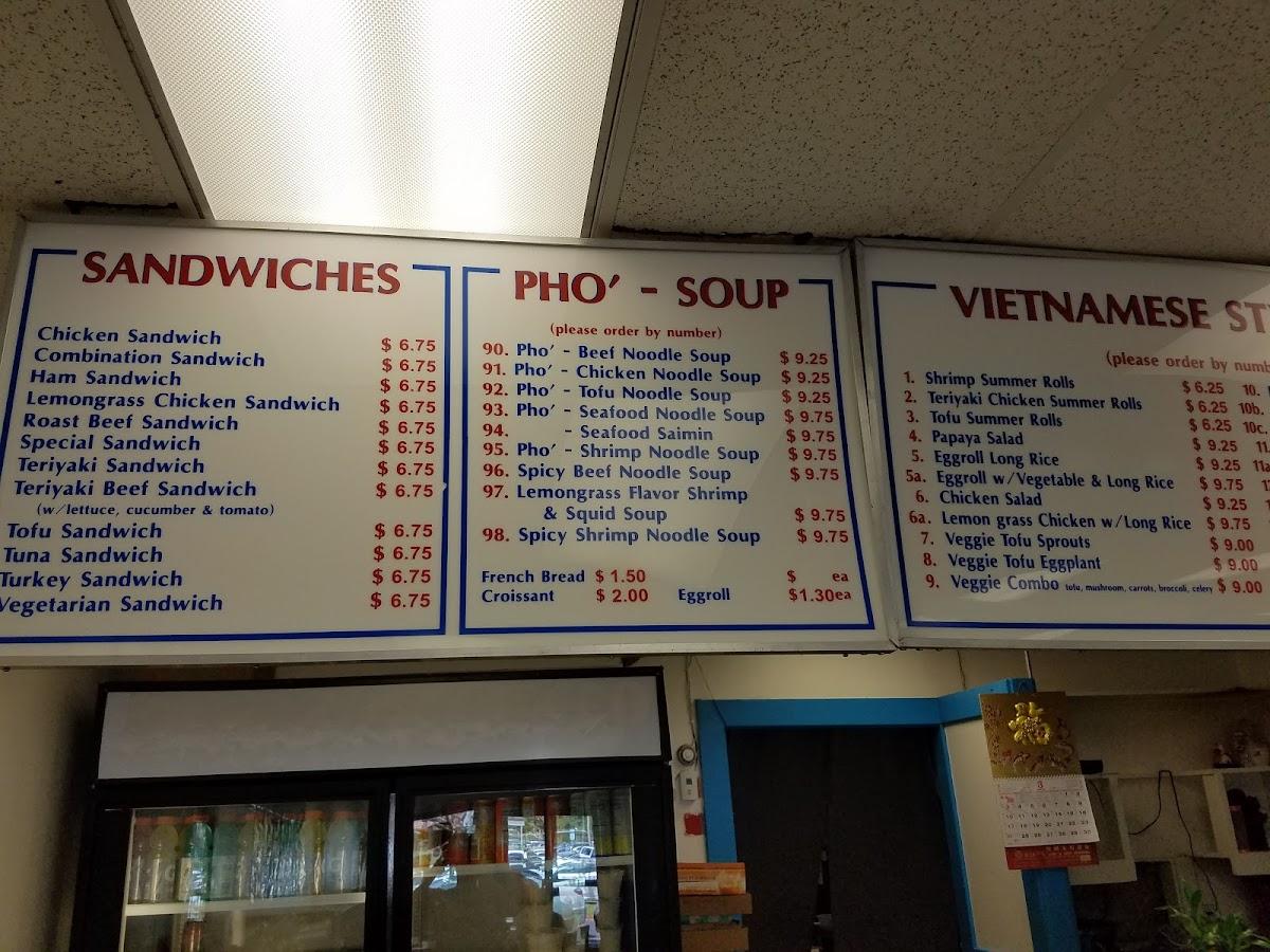 Menu at Ba Le Bakery, Mililani