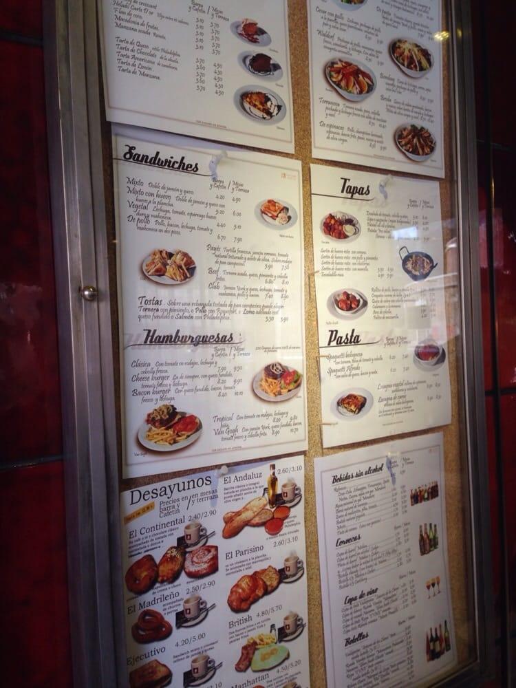 Menu at Cafeteria Van Gogh, Madrid, Calle de Isaac Peral
