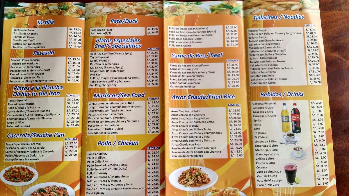 Carta del restaurante Chifa Yi Lu Fa, Ventanilla