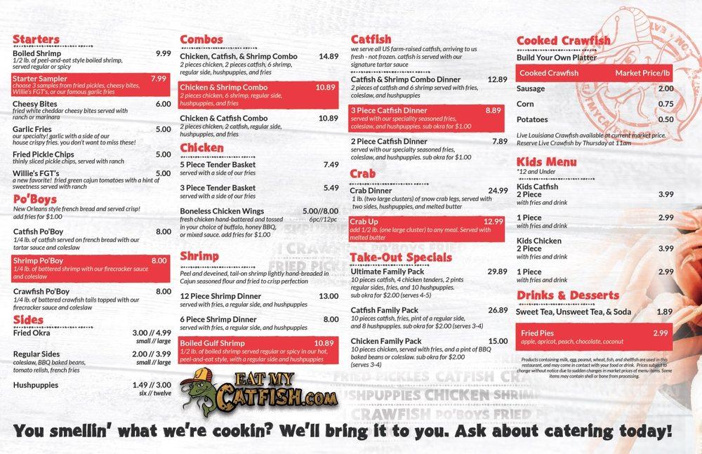 Menu at Eat My Catfish restaurant, North Little Rock