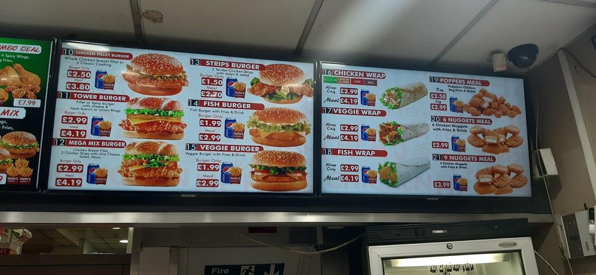 Menu at Papa's Chicken restaurant, London, 205 High St N
