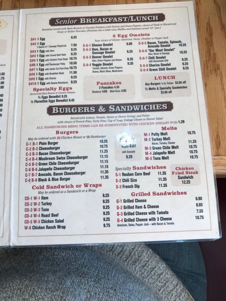 Menu at Show Low Cafe, Show Low, 480 W Deuce of Clubs