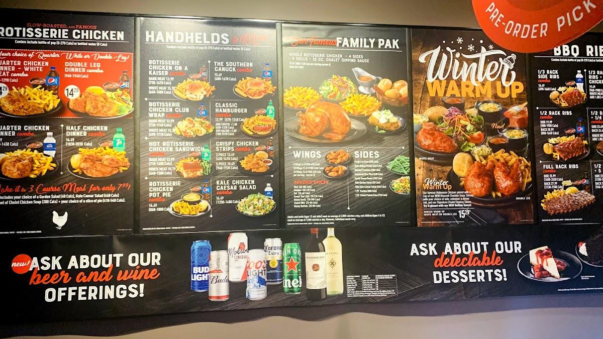 Menu at Swiss Chalet restaurant, London, Wonderland Rd S
