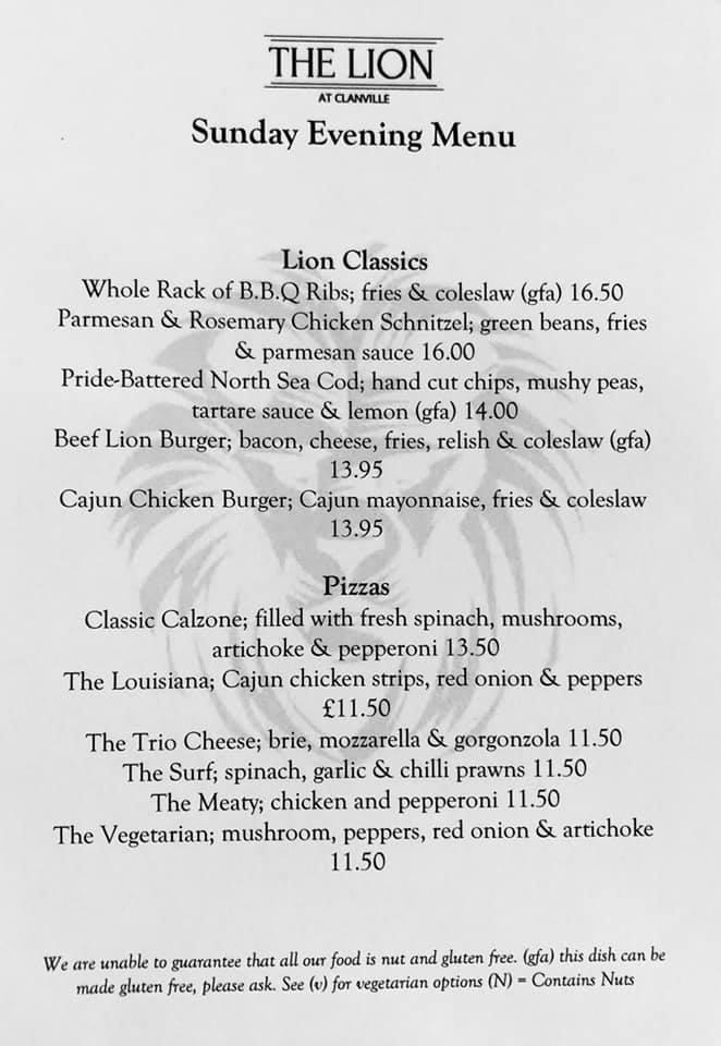 Menu at The Lion pub & bar, Andover