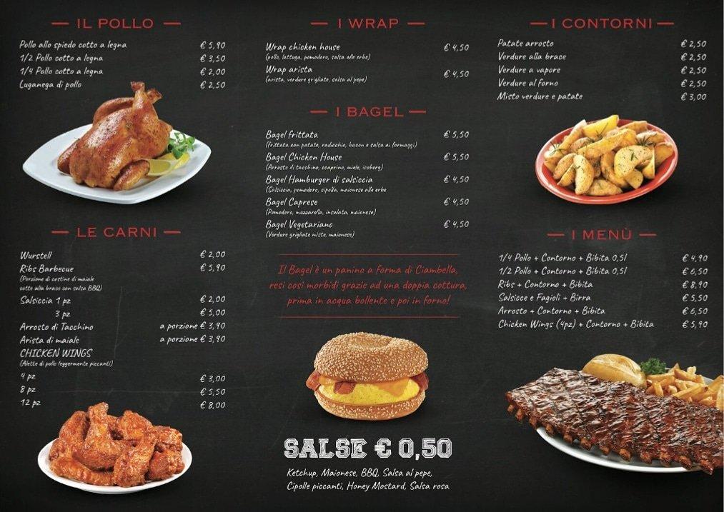 Menu at Chiken house restaurant, Rome