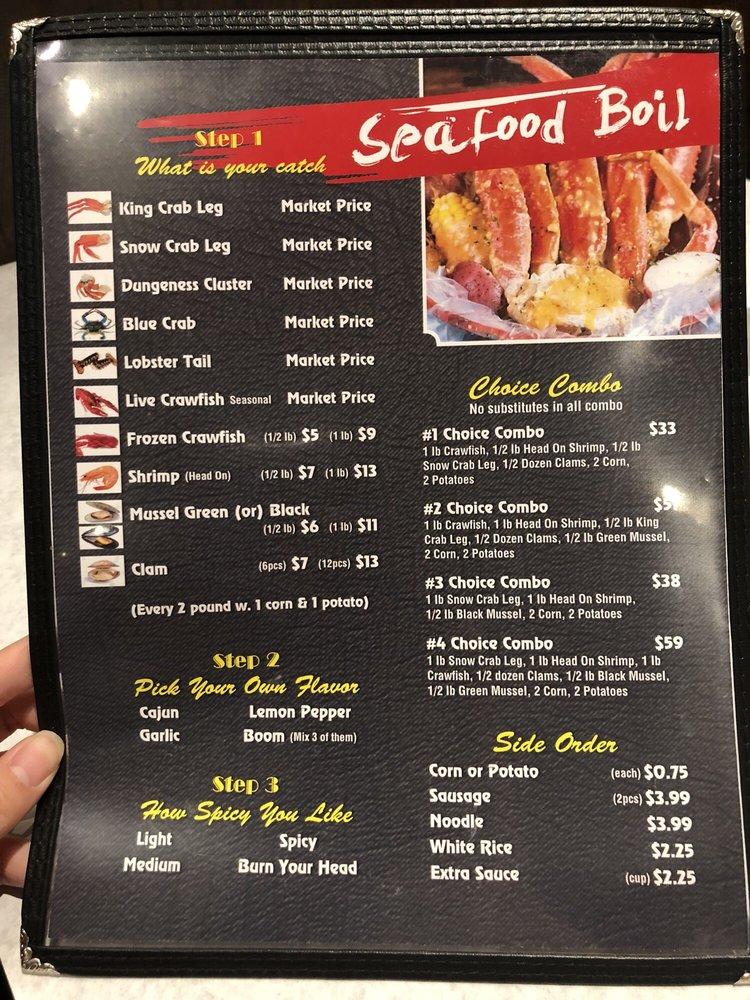 Menu at Seafood Boil restaurant, North Brunswick Township