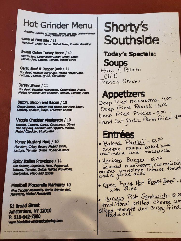 Menu at Shorty's pub & bar, Amsterdam