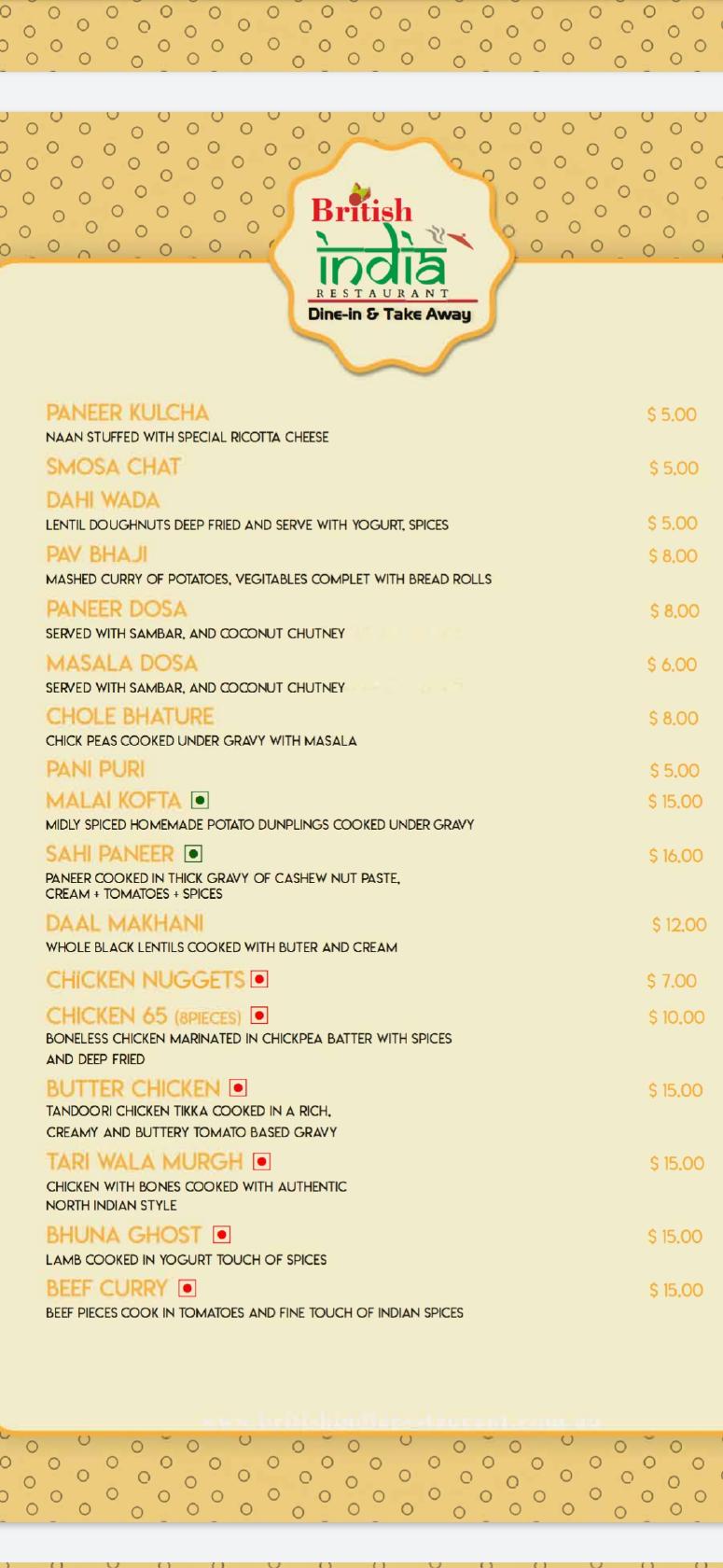 Menu at ROYAL RASOI INDIAN RESTAURANT, East Victoria Park