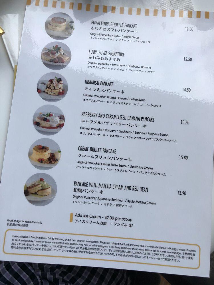 Menu at Fuwa Fuwa Dessert Cafe, Toronto, 408 Bloor St W