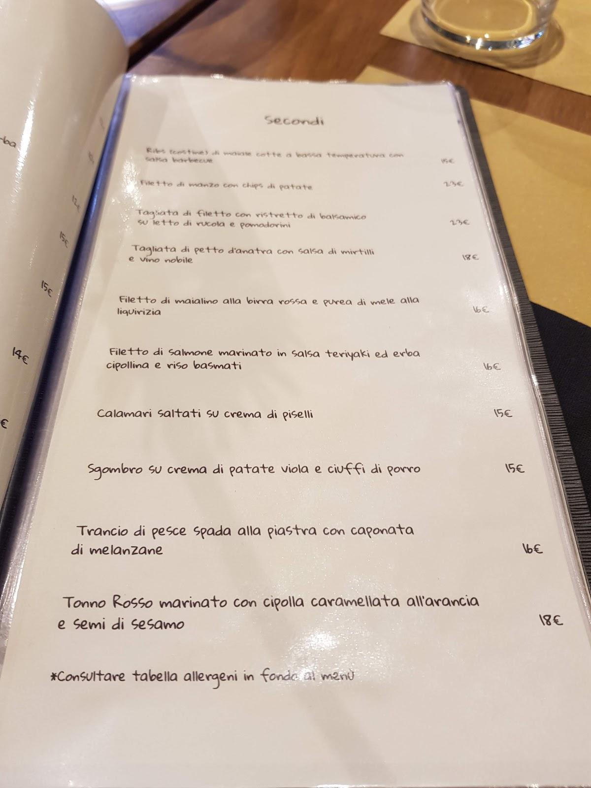 Menu au Locanda 22 restaurant, Ferrare
