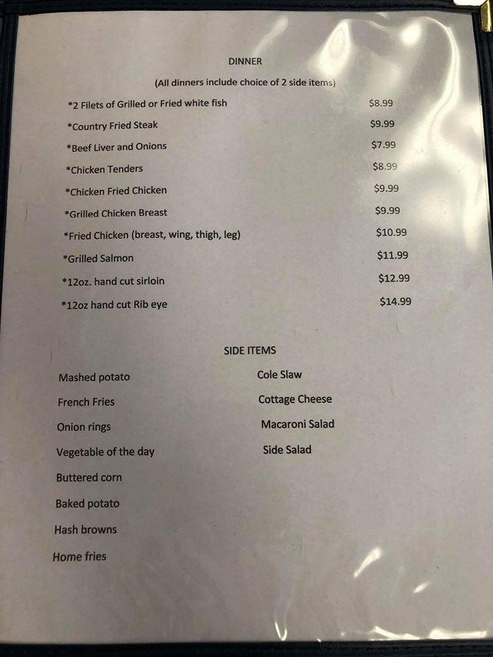 Menu at M&M Diner restaurant, London