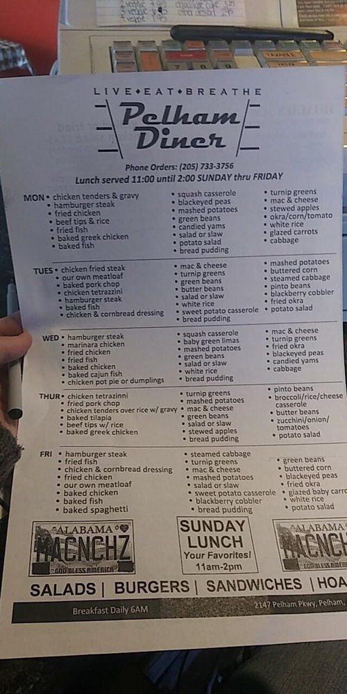 Menu at Pelham Diner restaurant, Pelham