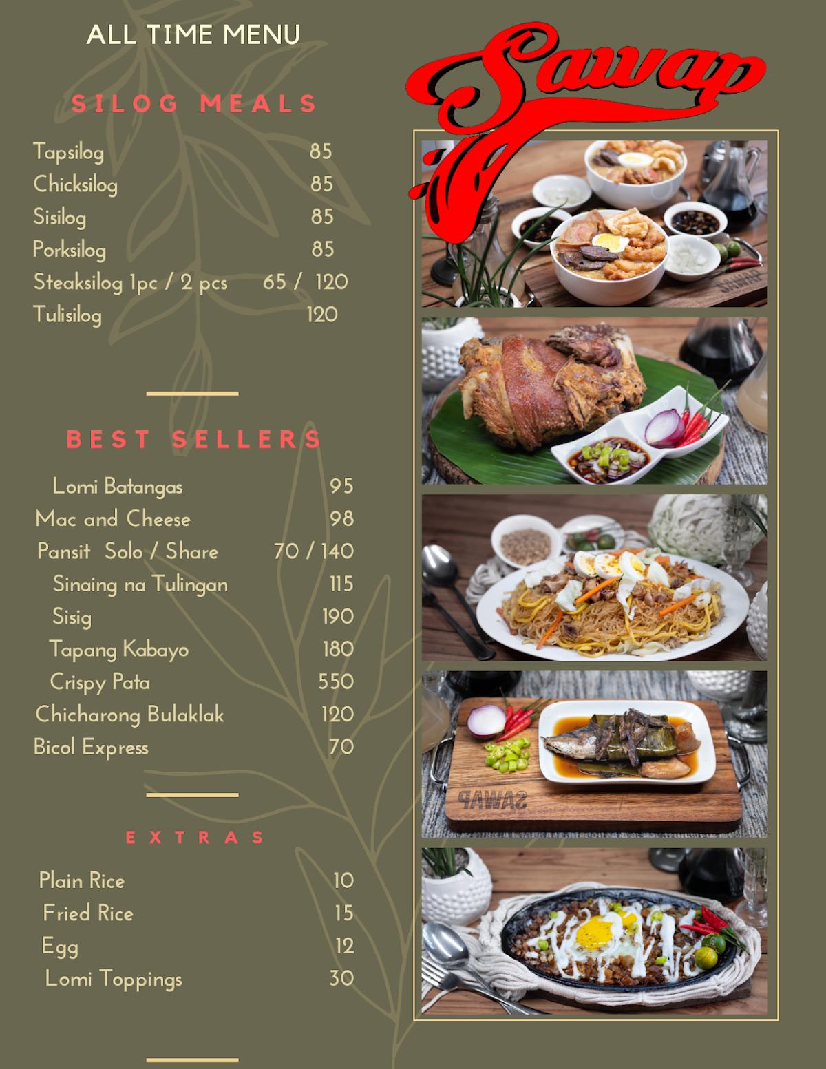 Menu at SAWAP SA BUKID restaurant, Manila