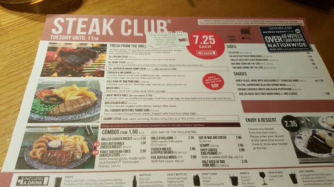 Menu at The Clifton - JD Wetherspoon pub & bar, Dudley