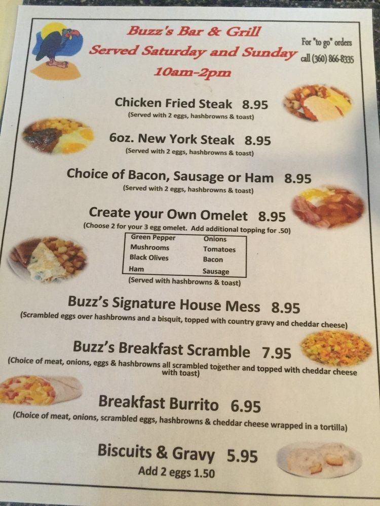 Menu at Buzz's Bar & Grill, Olympia