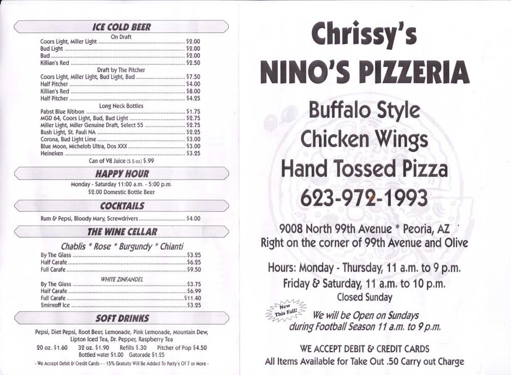 Menu at Chrissy's Nino's Pizzeria, Peoria, N 99th Ave # 1