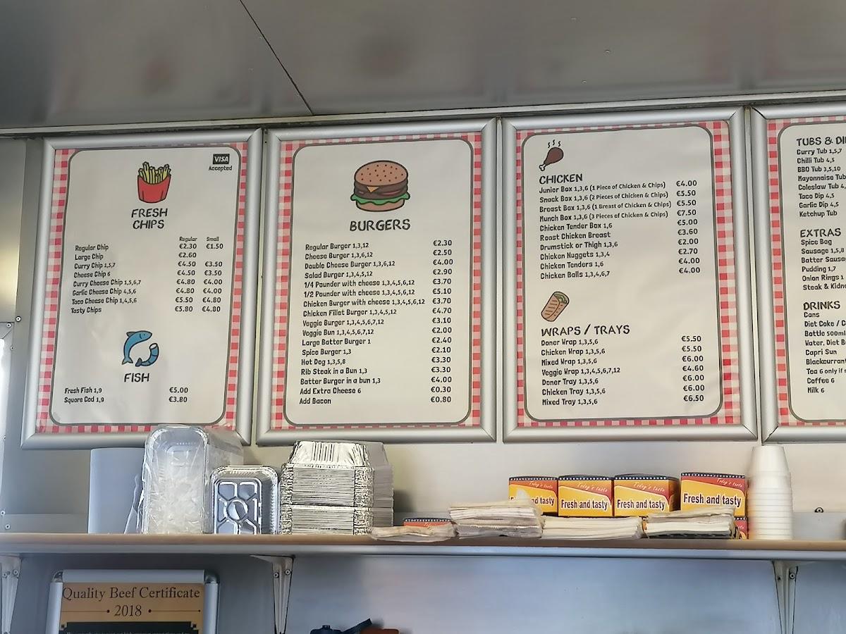 Menu at Munch Box Chipper restaurant, Castlecomer, The Square