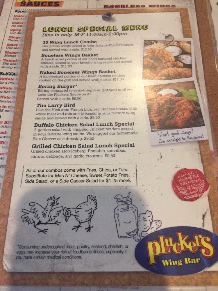 Menu at Pluckers Wing Bar, Addison, Belt Line Rd Ste 520