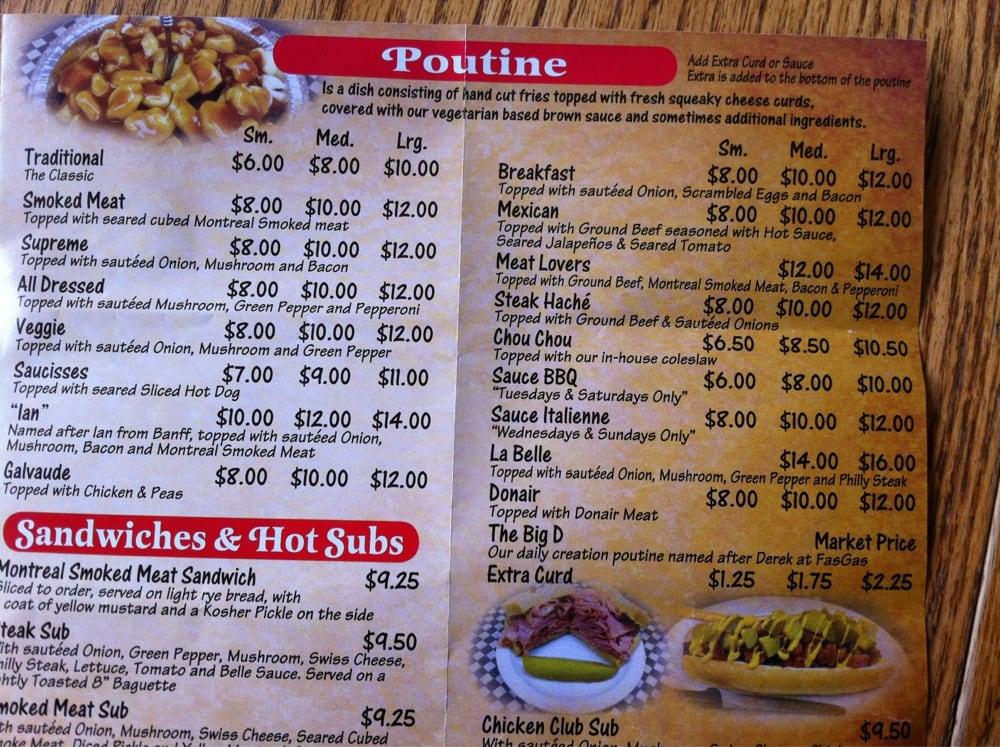 Menu at 514 Poutine restaurant, Canmore