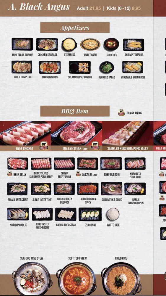 Menu at 888 Korean BBQ, Las Vegas
