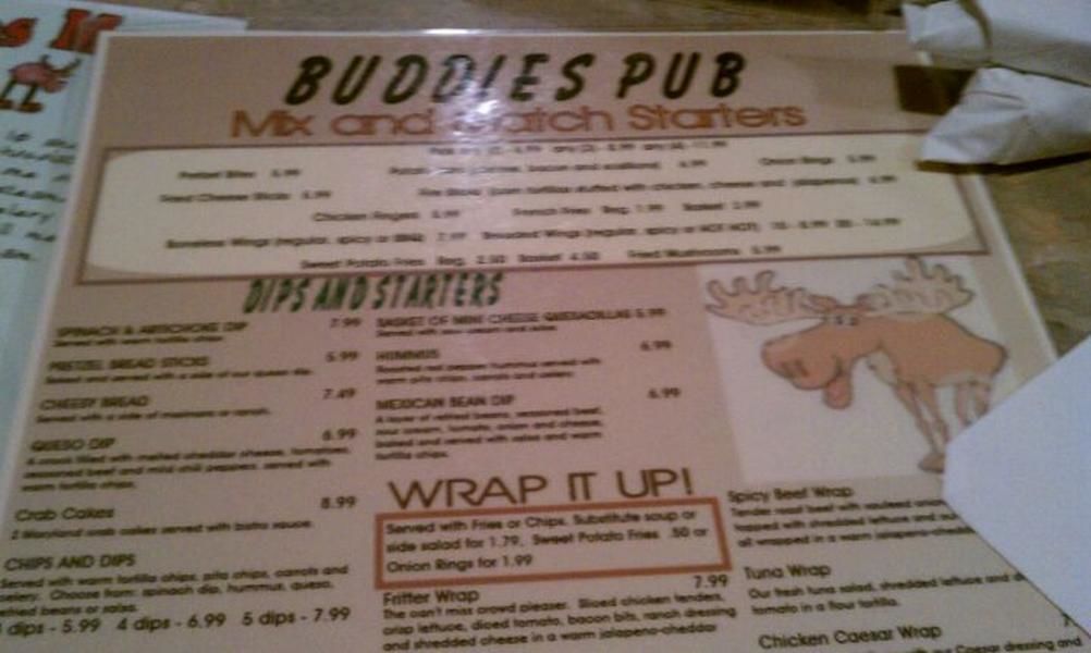 Menu at Buddies Pub & Grill, East Lansing, E Lake Lansing Rd