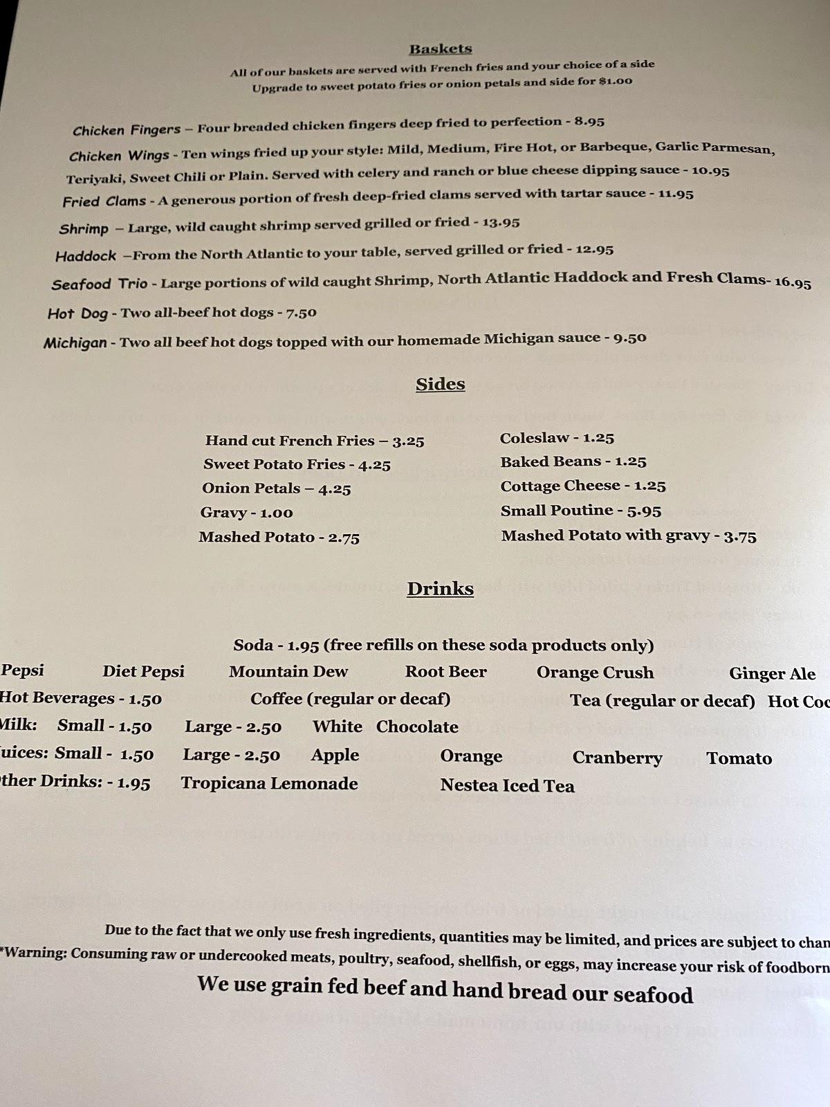 Menu at Green Mountain Cafe, Saint Albans City