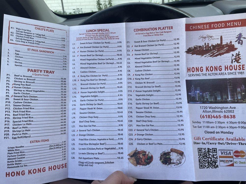 Menu at Hong Kong House restaurant, Alton